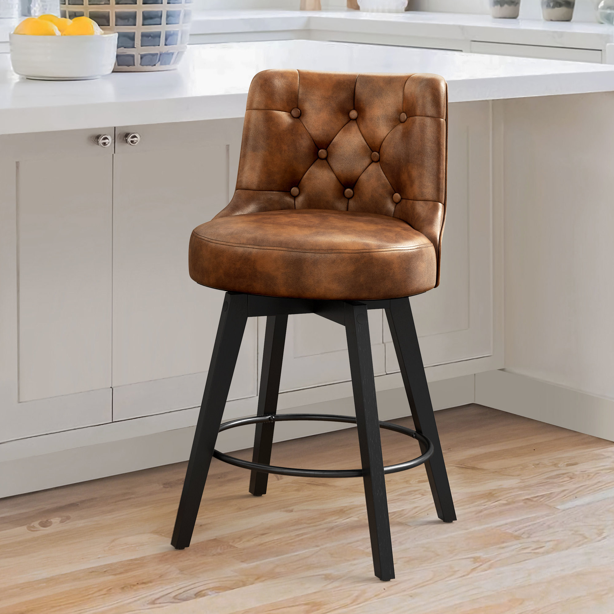 Lark Manor™ Arleine Swivel 26.7'' Upholstered Counter Stool & Reviews ...