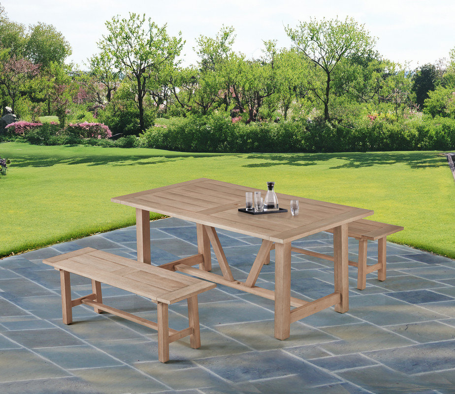 Wildon Home® 3 Piece Outdoor Patio Set With Rustic Acacia Wood | Wayfair