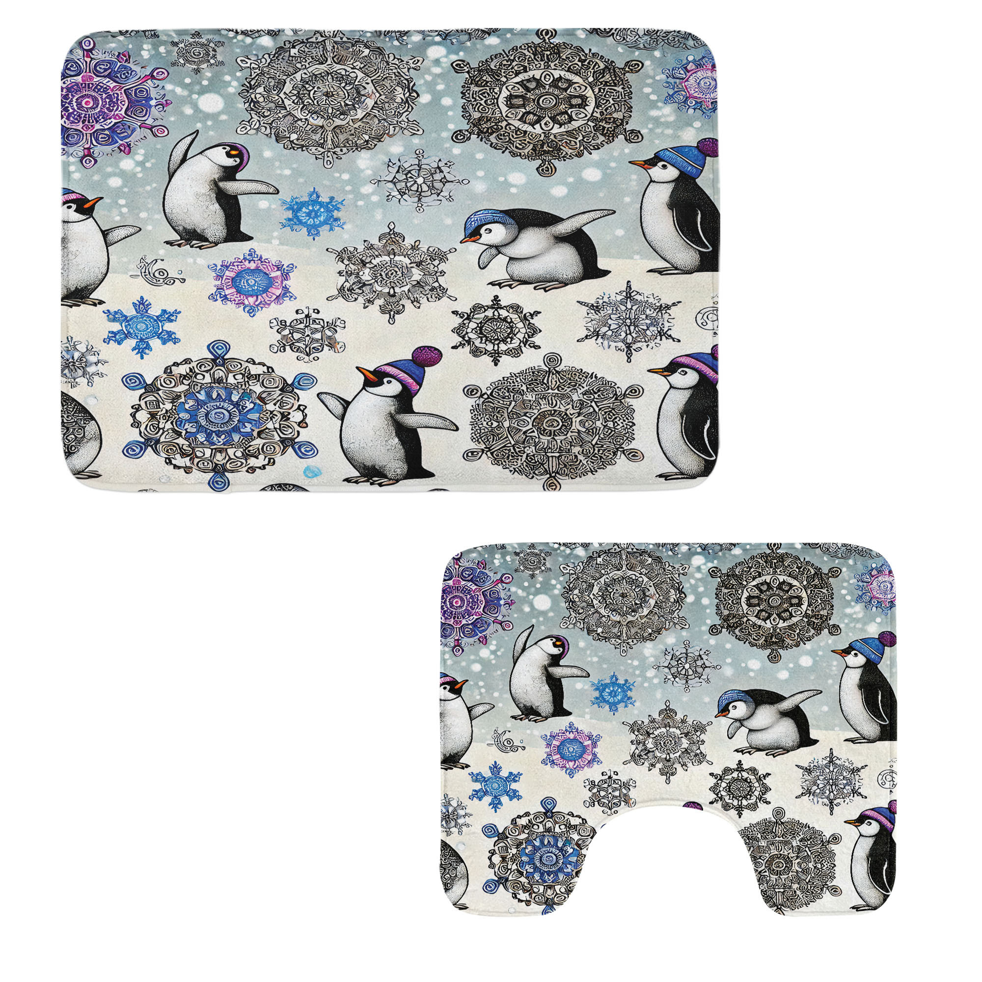 The Holiday Aisle® Christmas Bathroom Rug Set 2 Pieces Rectangle ...