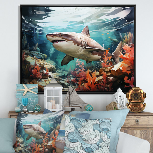 DesignArt Silent Hunter Sharks Portrait IV On Canvas Print | Wayfair