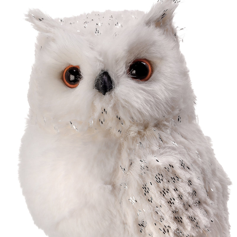The Holiday Aisle® 11" Faux Fur Feather Snow Owl & Reviews | Wayfair