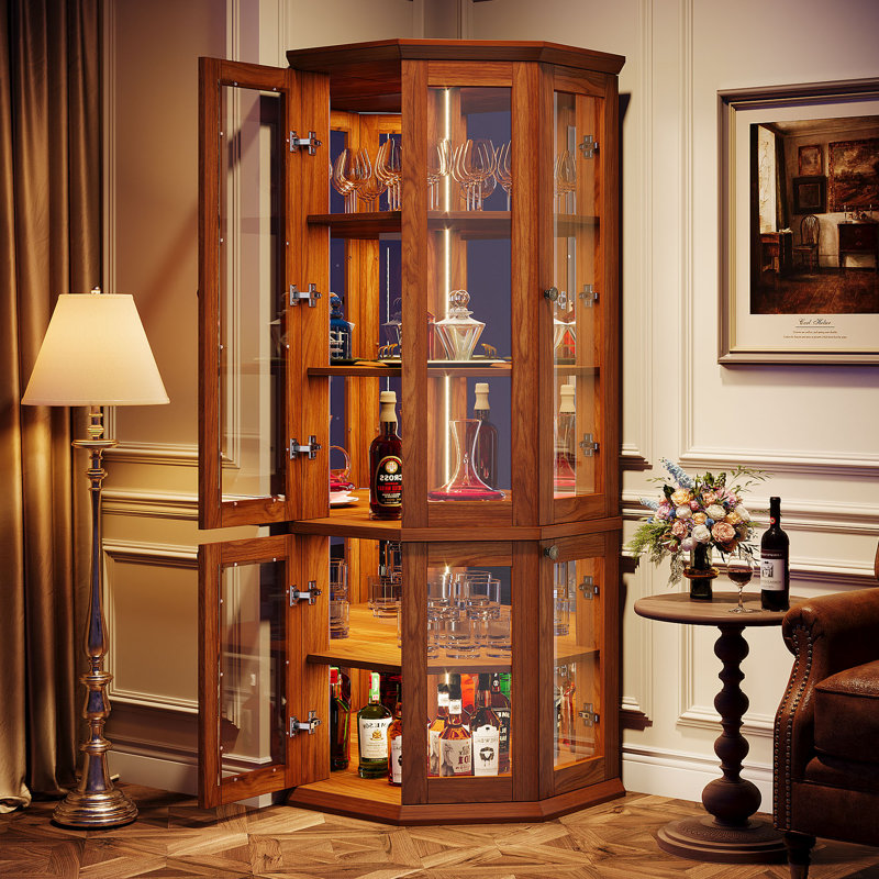 Red Barrel Studio® Corner Bar Storage Cabinet, 70" Tall Industrial Wine ...