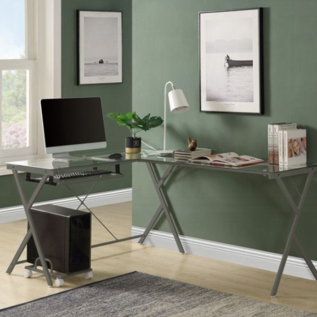 Trio Supply House Avelyn Clear Glass Computer Desk | Wayfair