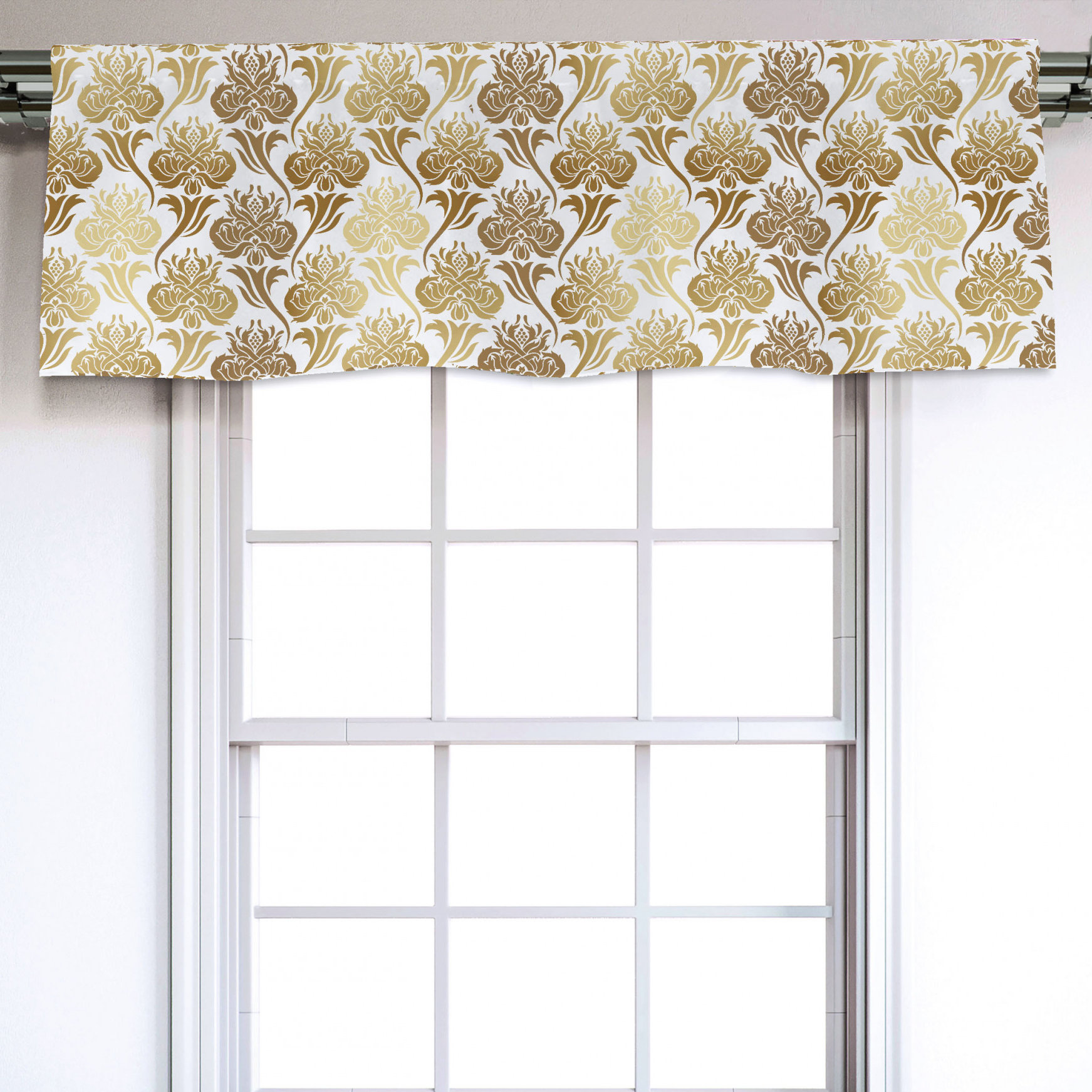 East Urban Home Damask 54" Window Valance | Wayfair