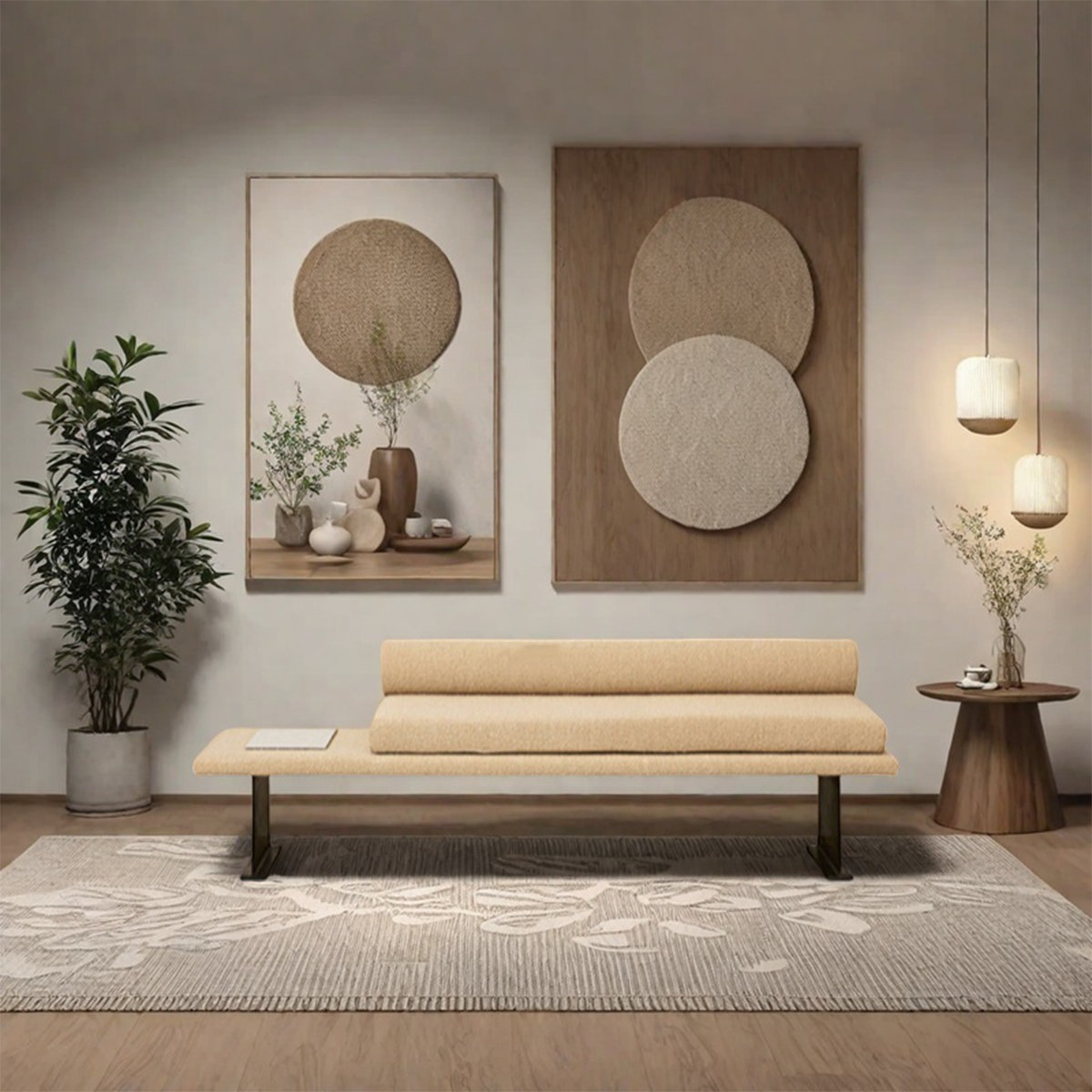 Zhang's SereneLodge Simple bench Resting bench long strip metal base ...