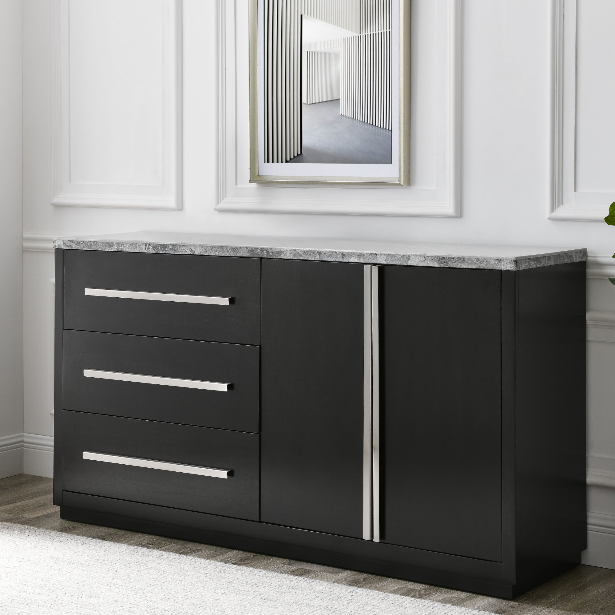 Red Barrel Studio® Camila - Gray Marble Top Server - Dark Gray | Wayfair