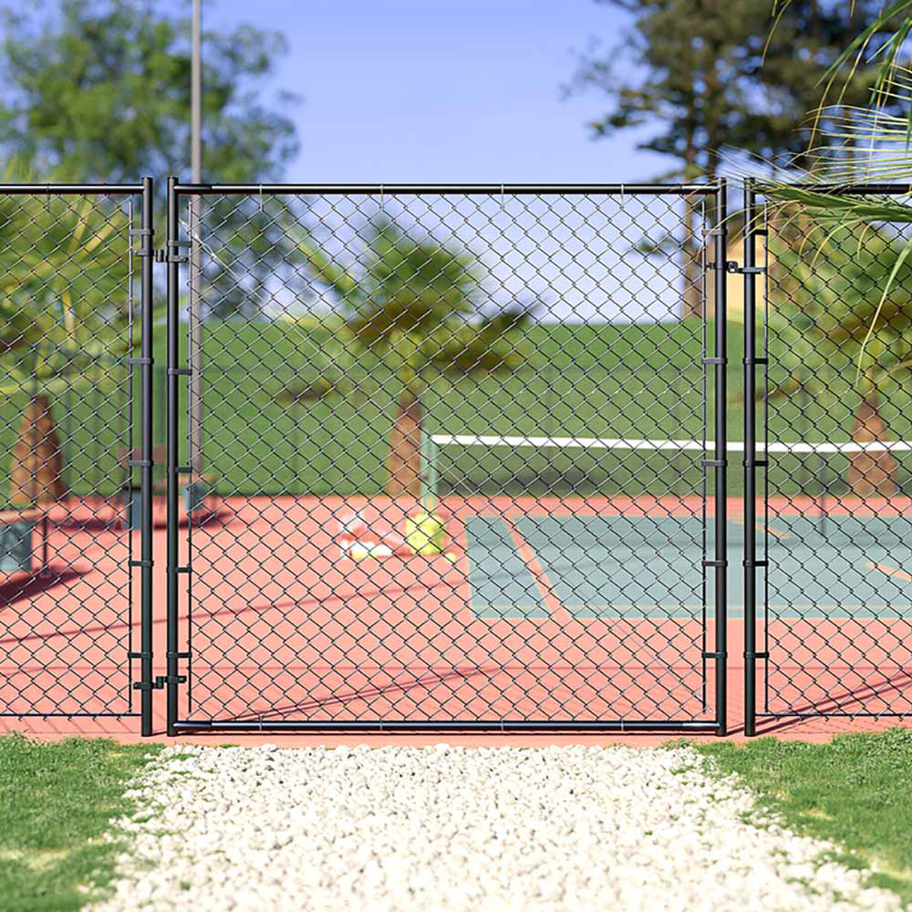 SINOFURN Adjustable Chain Link Walk Gate Kit with Round Corner Frame ...
