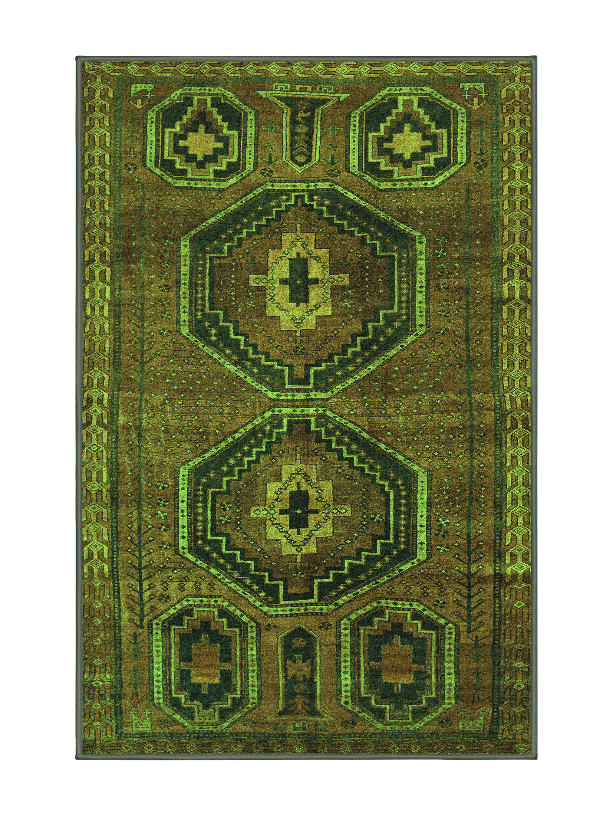 Bungalow Rose Traditional 543 Green Machine Washable Area Rugs | Wayfair