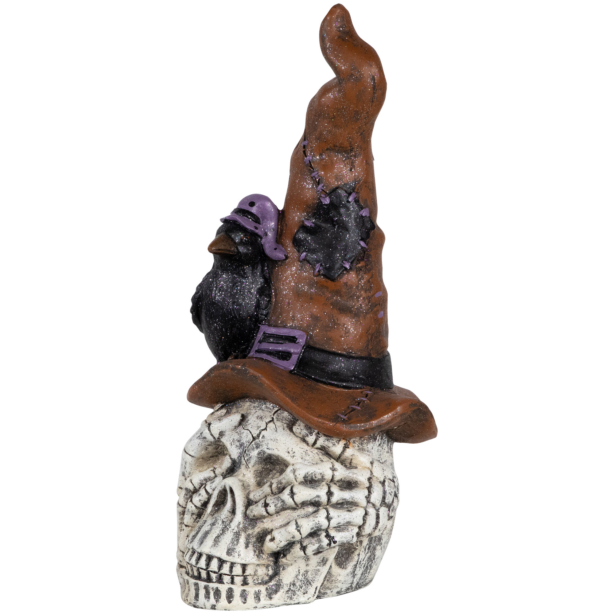 Northlight Seasonal Skull in Witches Hat with Crow Halloween Decoration ...