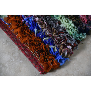 Ebern Designs Abstract Handmade Shag Multicolor Area Rug | Wayfair