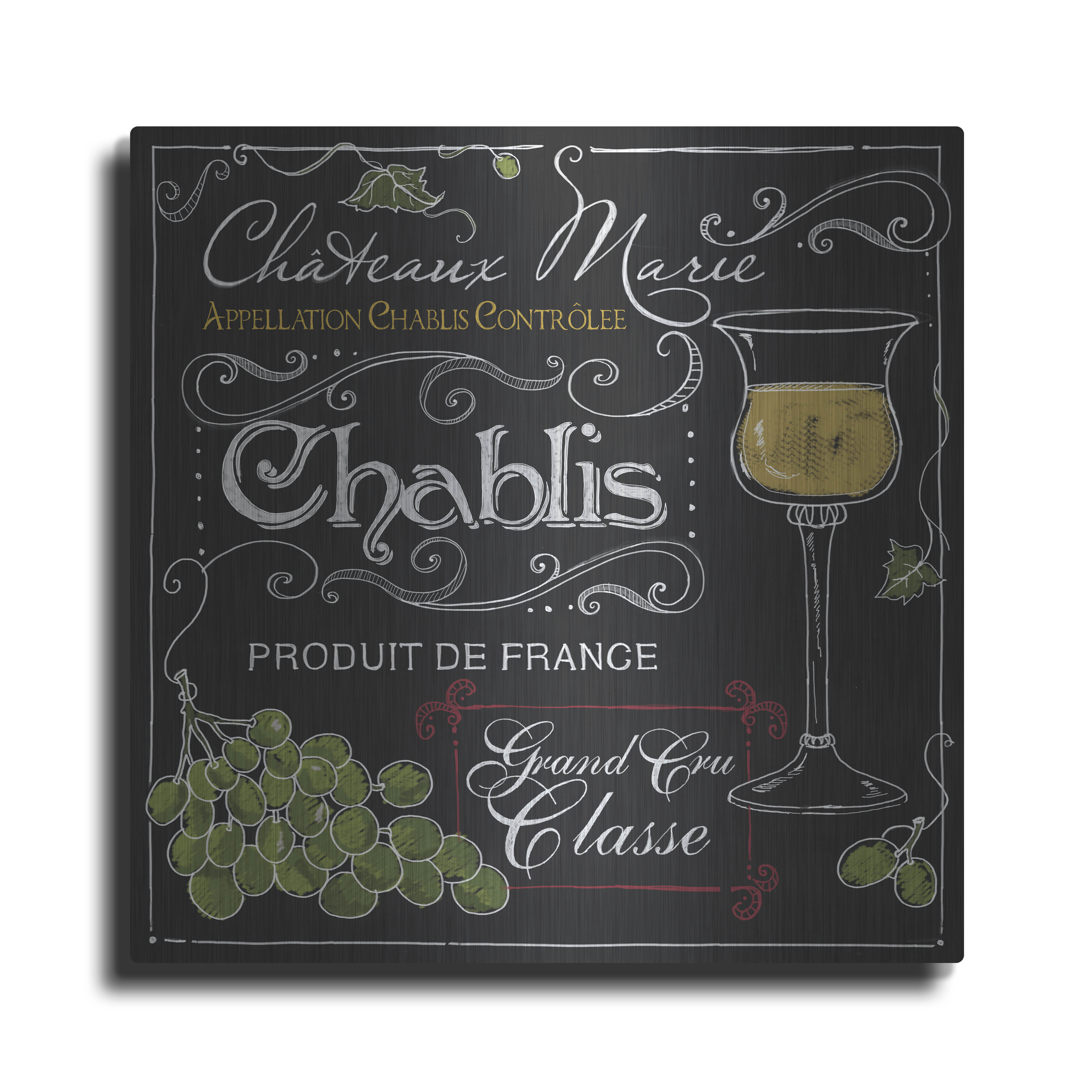 Trinx 'Wine Chalkboard 3' by Fiona Stokes-Gilbert Metal Wall Art | Wayfair