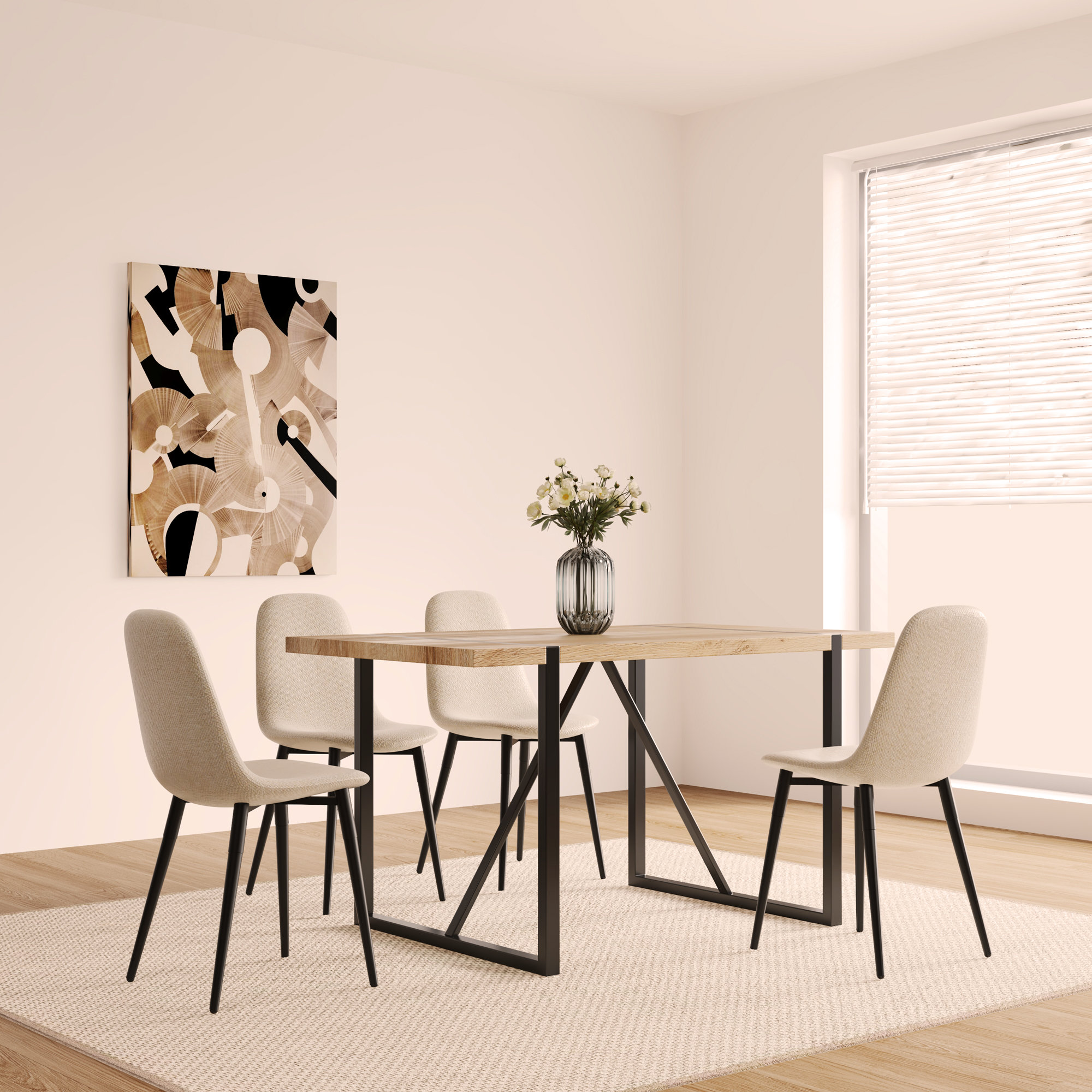 George Oliver 55" MDF Wood Colour Dining Table and Modern Dining Chair ...