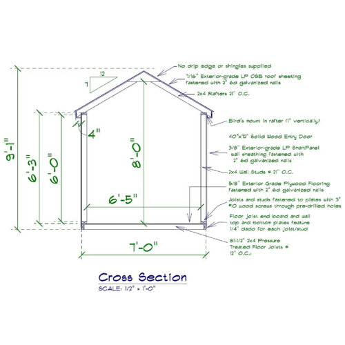 YardCraft Edgemont 7 ft. W x 7 ft. D Solid/Manufactured Wood Storage ...