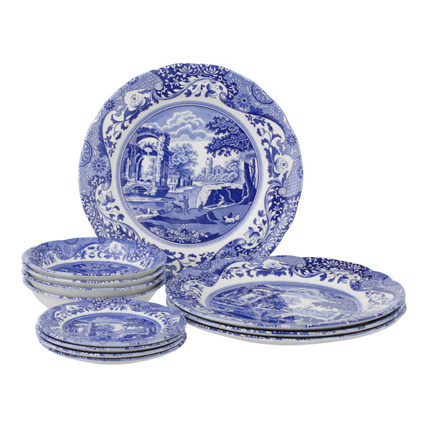 Blue Italian 12 Piece Dinnerware Set, Service for 4 & Reviews | Wayfair ...
