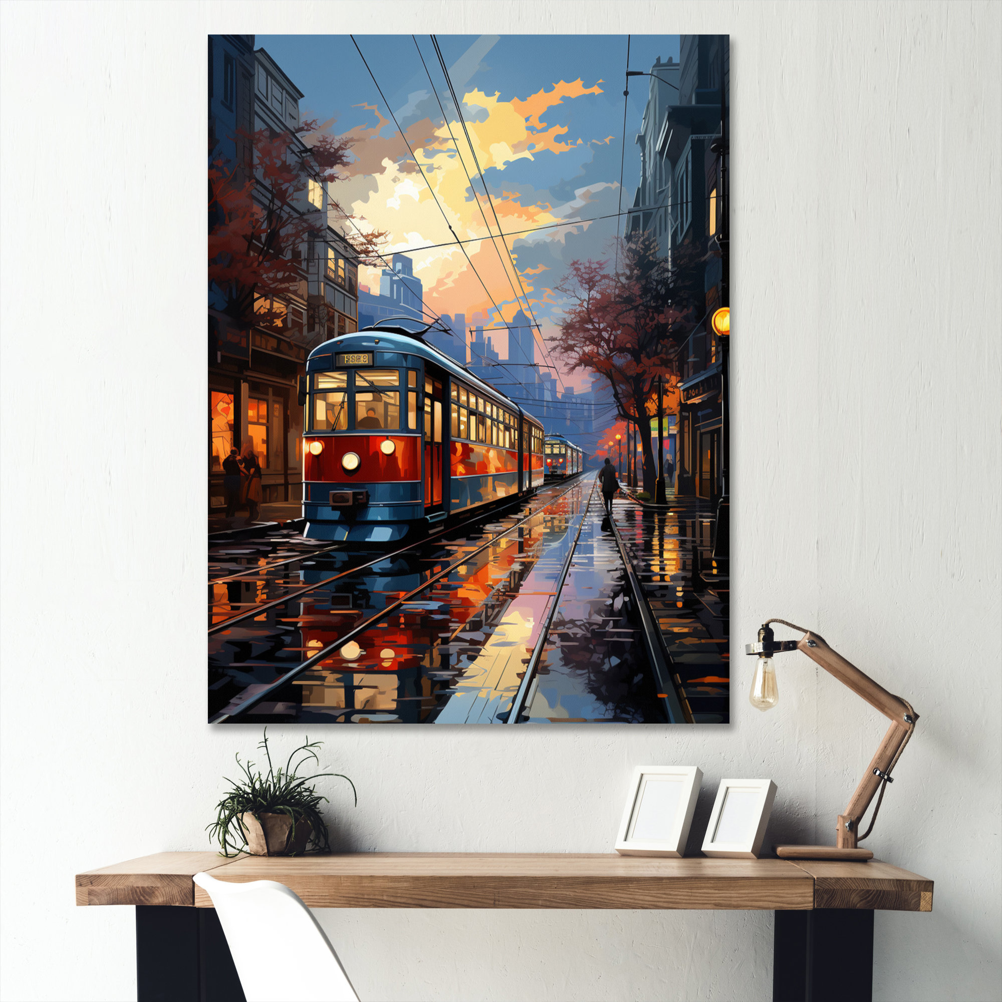 Winston Porter City Trains At Night On Canvas Print | Wayfair