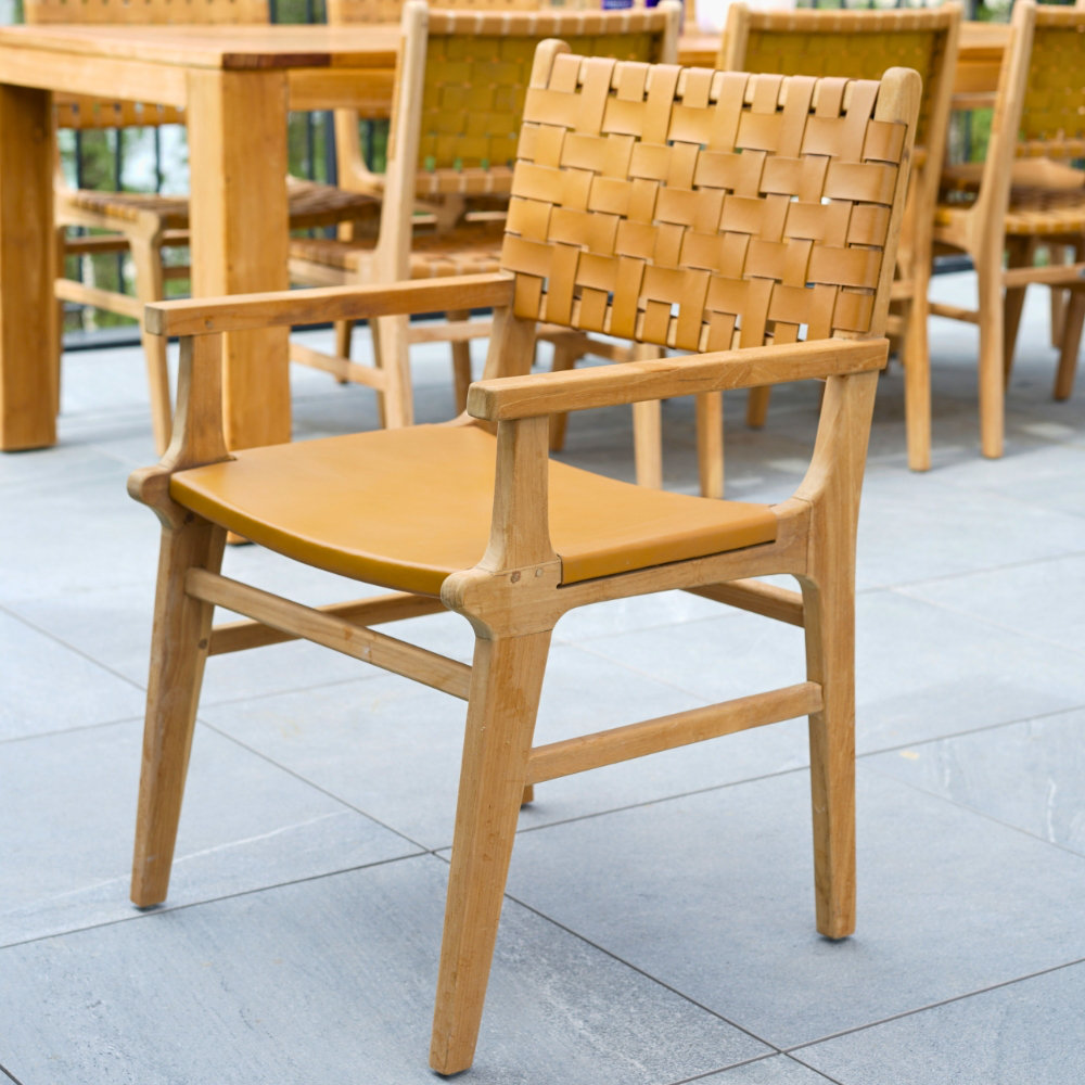 Gracie Oaks Sevren Ladder Back Arm Chair in Camel - Wayfair Canada