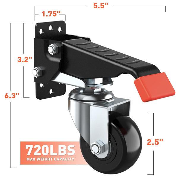 SPACEKEEPER Workbench Caster Kit 720Lbs Heavy Duty Retractable Casters ...
