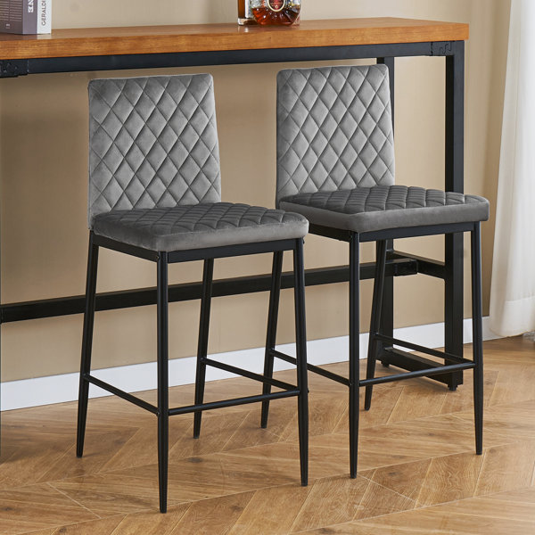 George Oliver Krishiv Upholstered 25.6'' Counter Stool with Metal Frame ...