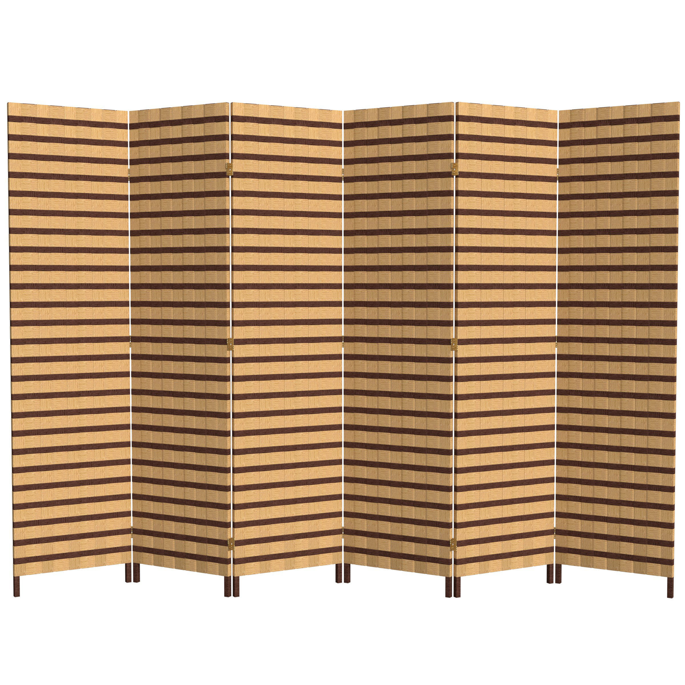 Oriental Furniture 6 ft. Tall Two Tone Natural Fiber Room Divider ...