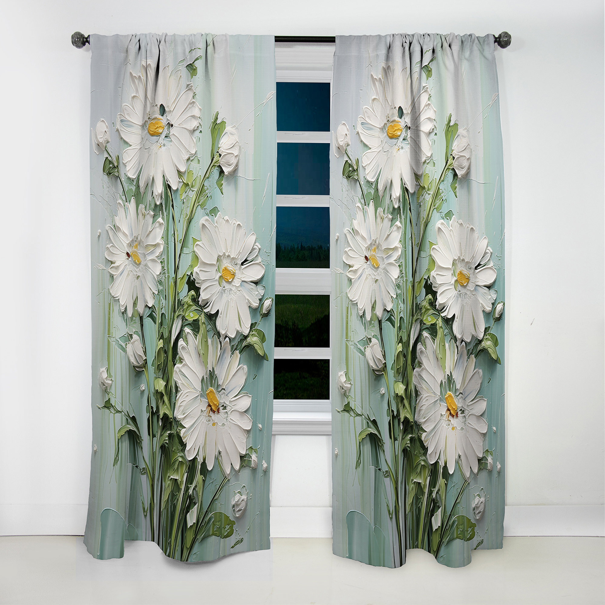 Canora Grey White Daisy Blooming Elegance VII - Daisies Curtain ...