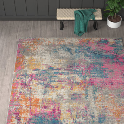 Mercury Row® Abbate Performance Pink/Blue/Orange/Ivory Rug & Reviews ...