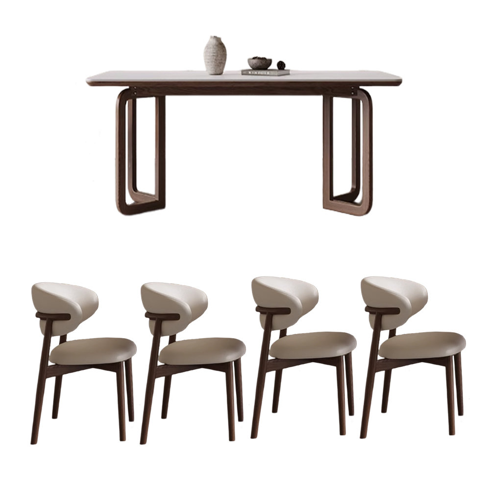 RESROS Durable Rock Slab Ash Rectangular Dining Table Set | Wayfair