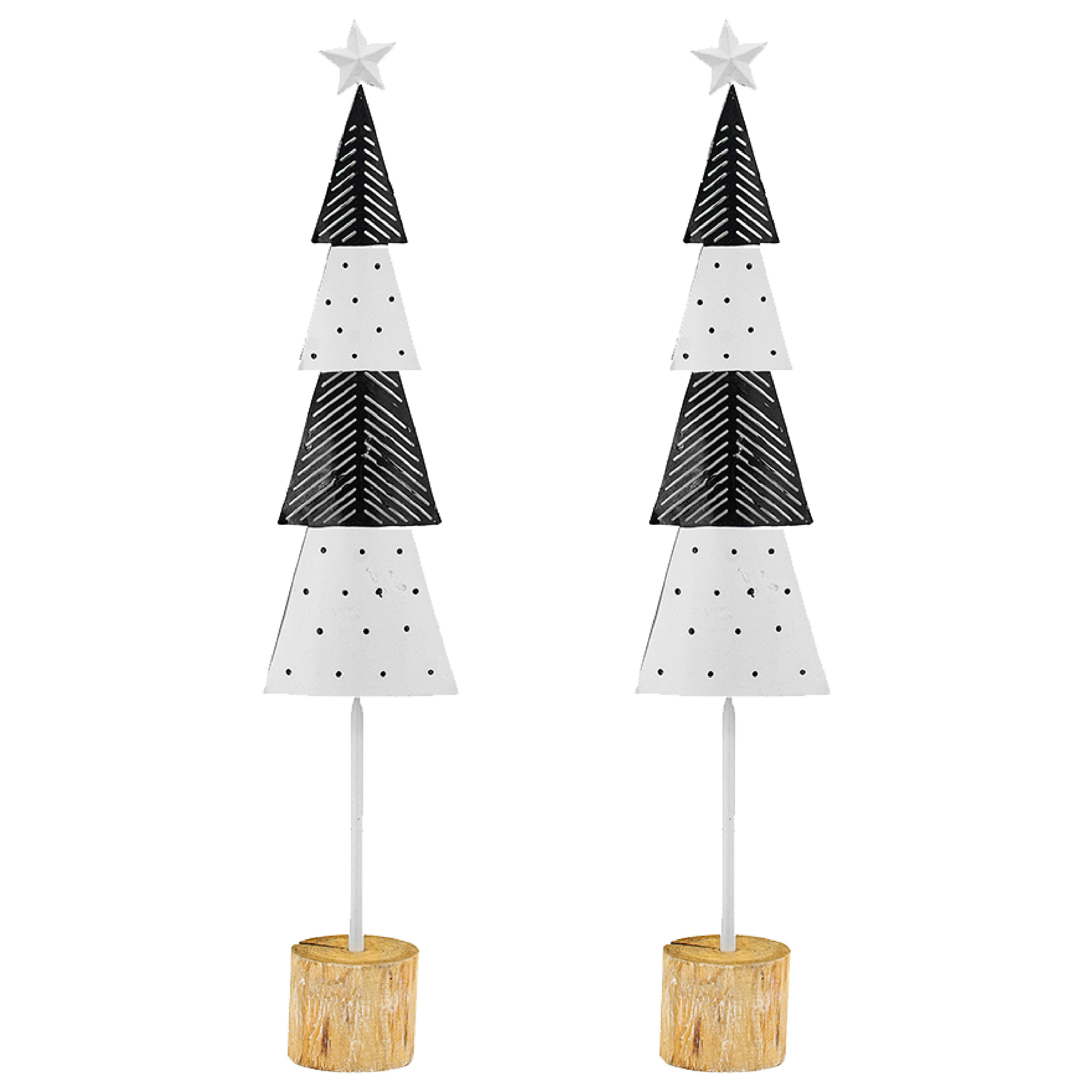 The Holiday Aisle® Iron Tree - Set of 2 - 4.5" x 2.5" x 22.5" - Black ...