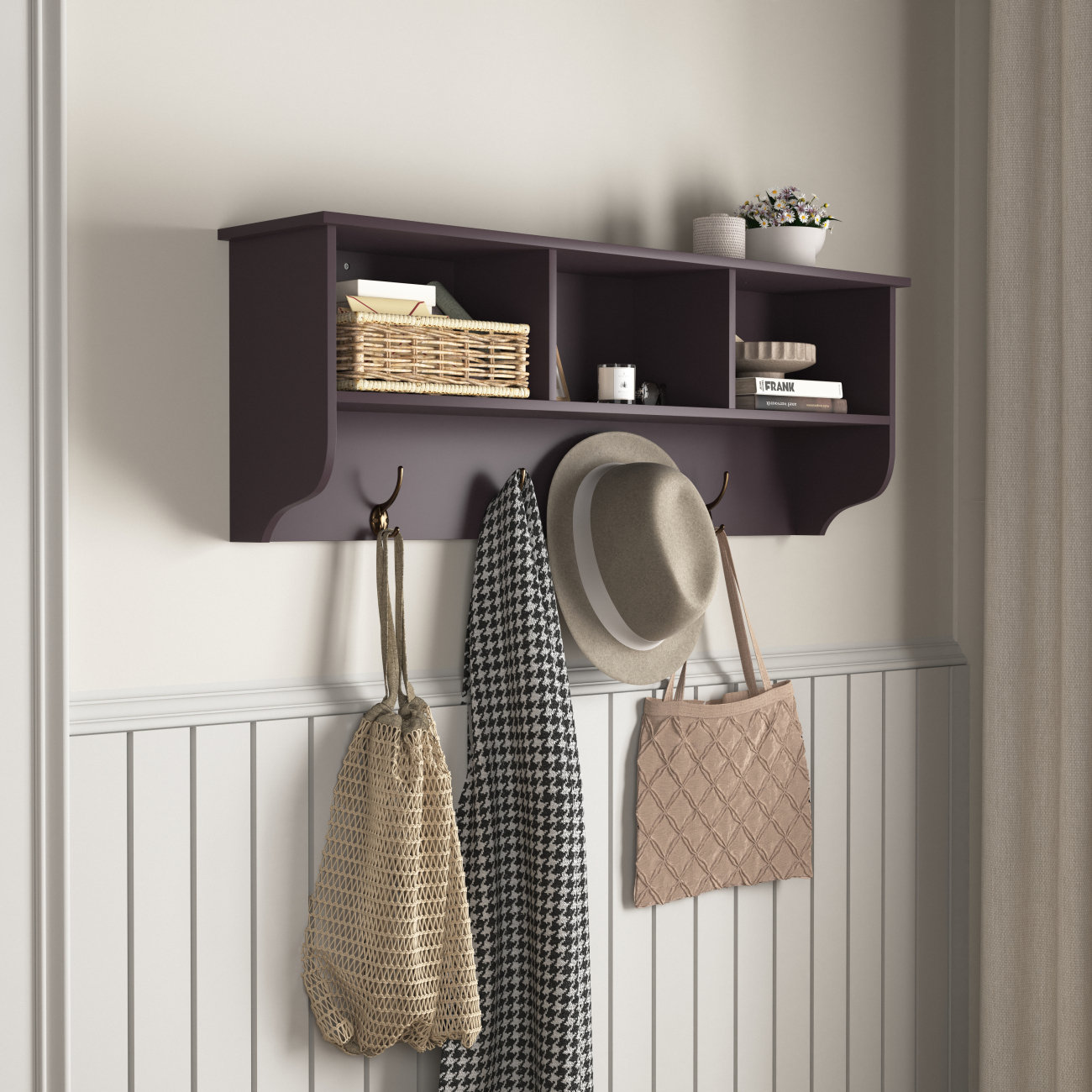 Ebern Designs Entryway Wall Mounted Coat Rack With 4 Dual Hooks Living ...