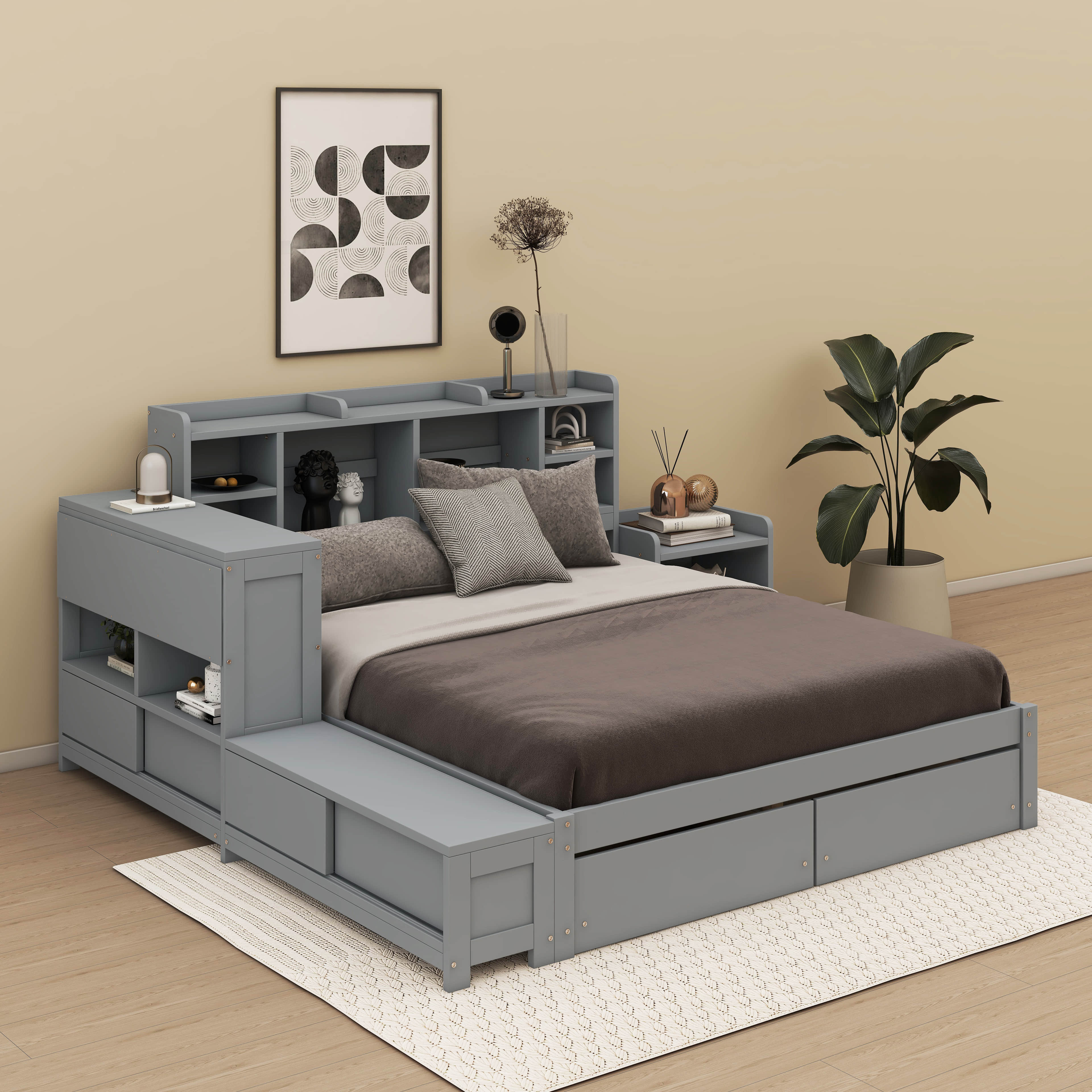 Latitude Run® Full Size Contemporary Multi-Functional Storage Bed Frame With USB Charging Ports ...