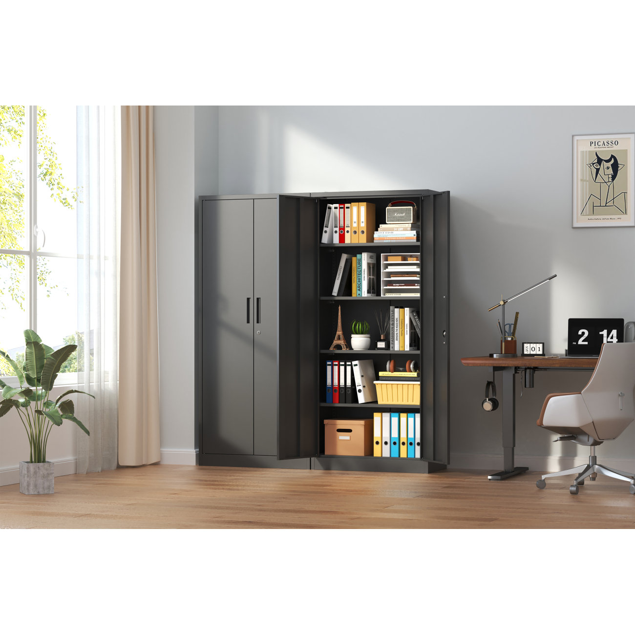 Ivy Bronx 72"H Metal Garage Storage Cabinet, Black Tool Steel Locking ...