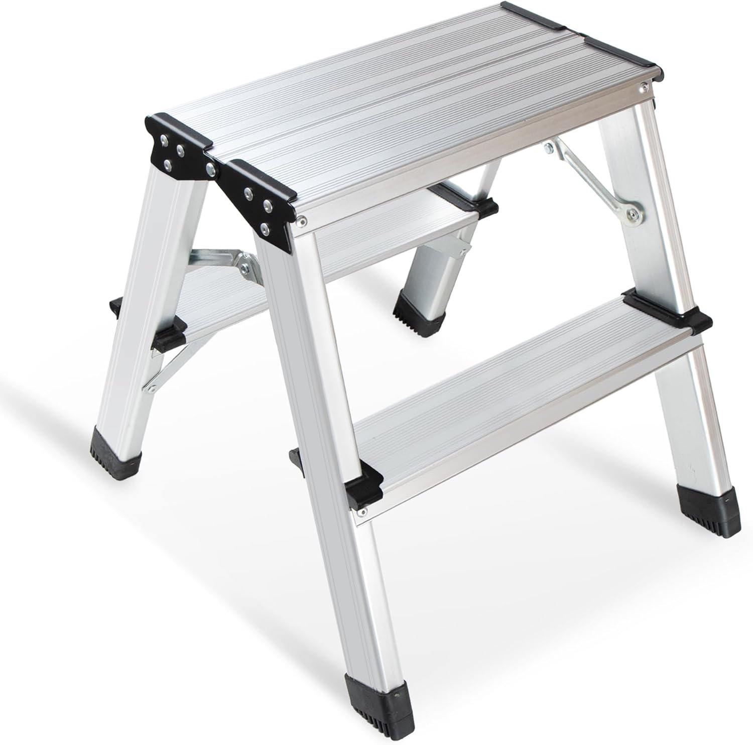 Latitude Run® 2 Step Ladder Aluminum Folding Step Stool, Lightweight ...