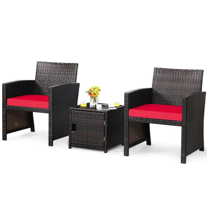 Winston Porter Inas 3 Piece Rattan Seating Group with Cushions | Wayfair