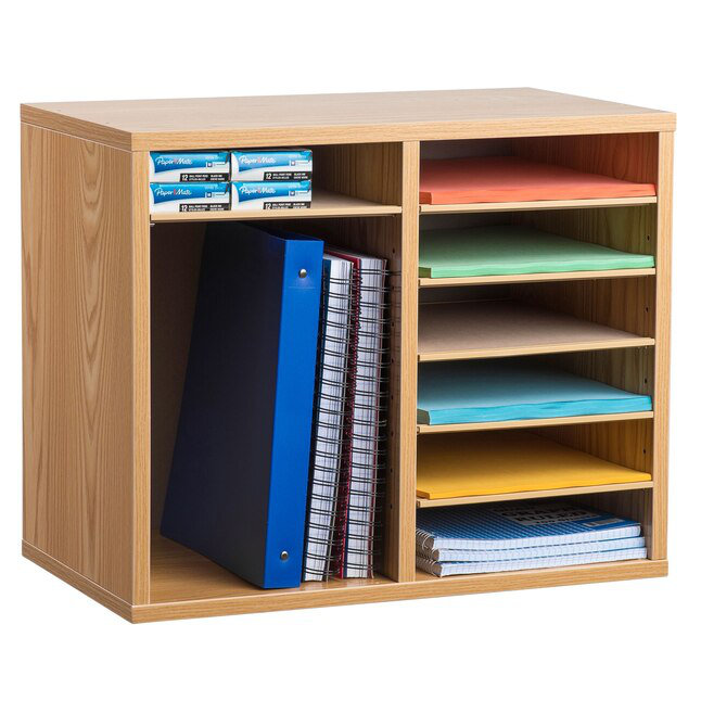 AdirOffice Wood Adjustable 12 Compartment Literature Organizer Mailroom ...