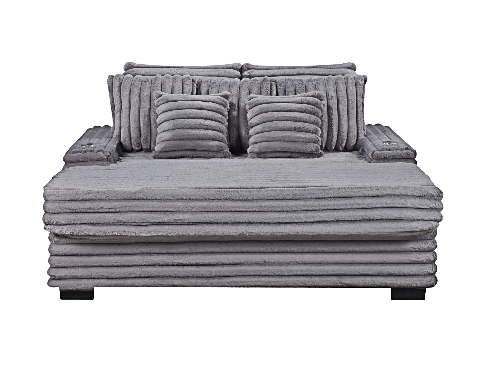 Everly Quinn Symphony 67"W Light Corduroy Oversized Sofa Chaise Lounge ...