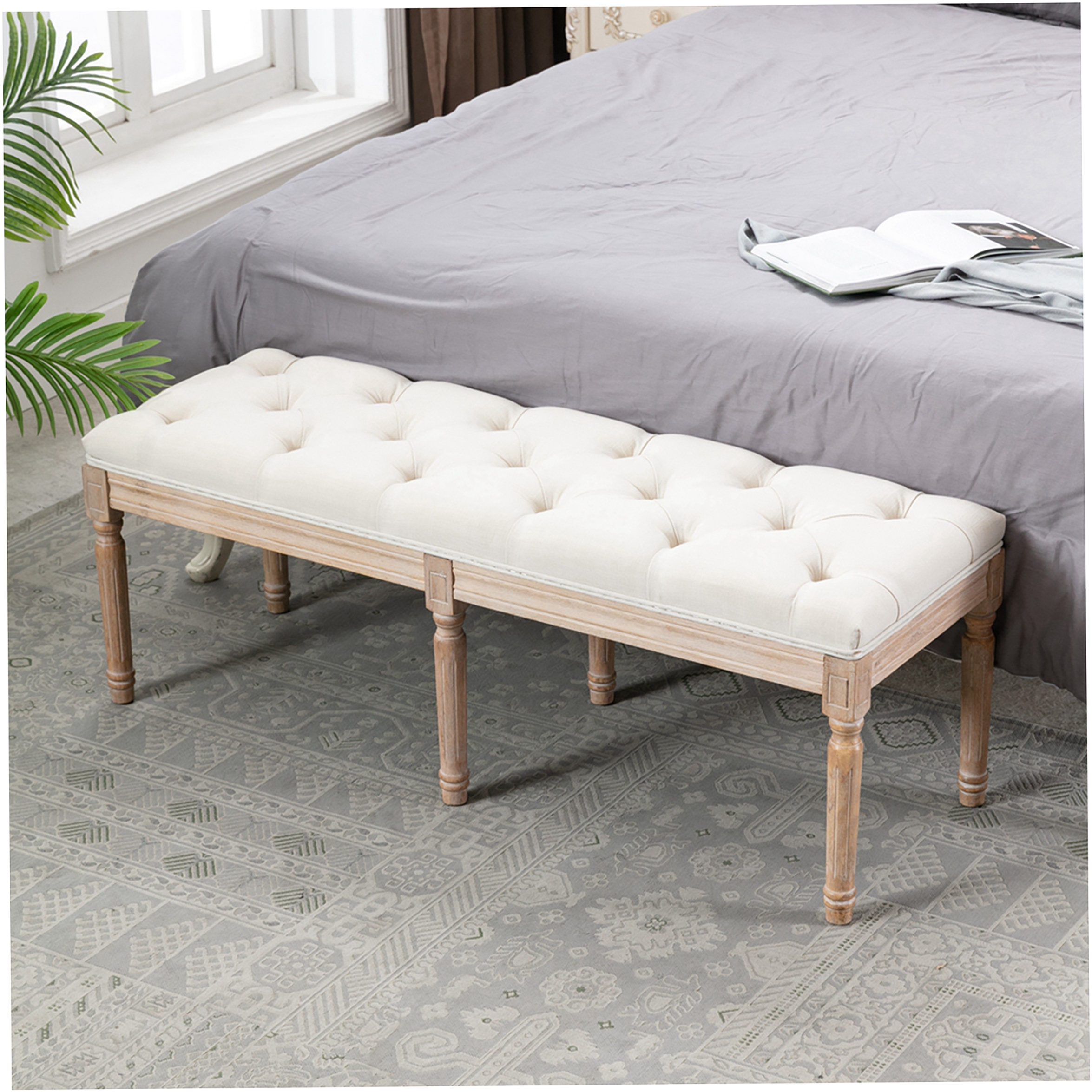 One Allium Way Heng Ming End Of Bed Bench Upholstered Entryway Bench ...