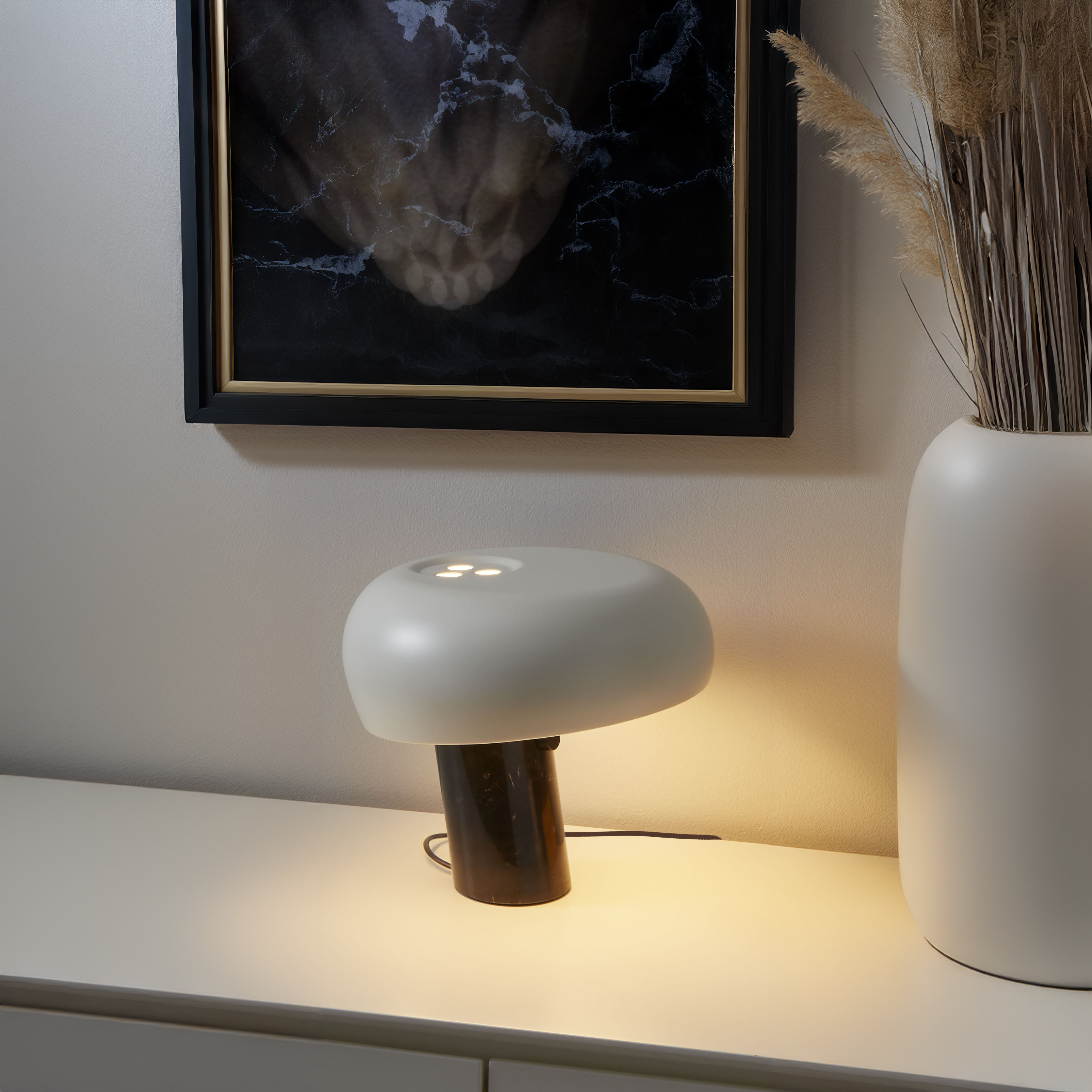 Brightech Kingpin 10" Modern LED Table Lamp With Marble Base & Dimmer ...