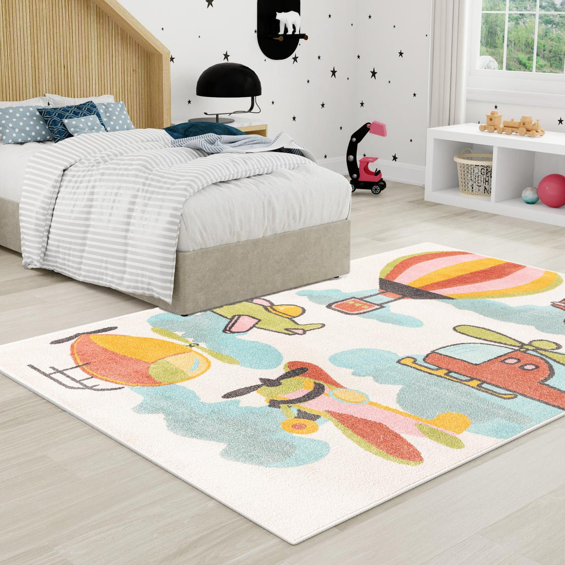 Unique Loom Whimsy Flying High Blue/Yellow/Red Kid Rug & Reviews | Wayfair