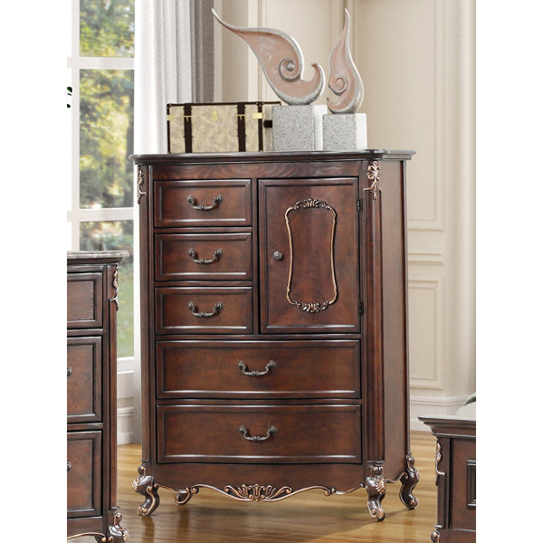 Royal Classics Constantine 5-Drawer Solid Wood Chest, Cherry | Wayfair