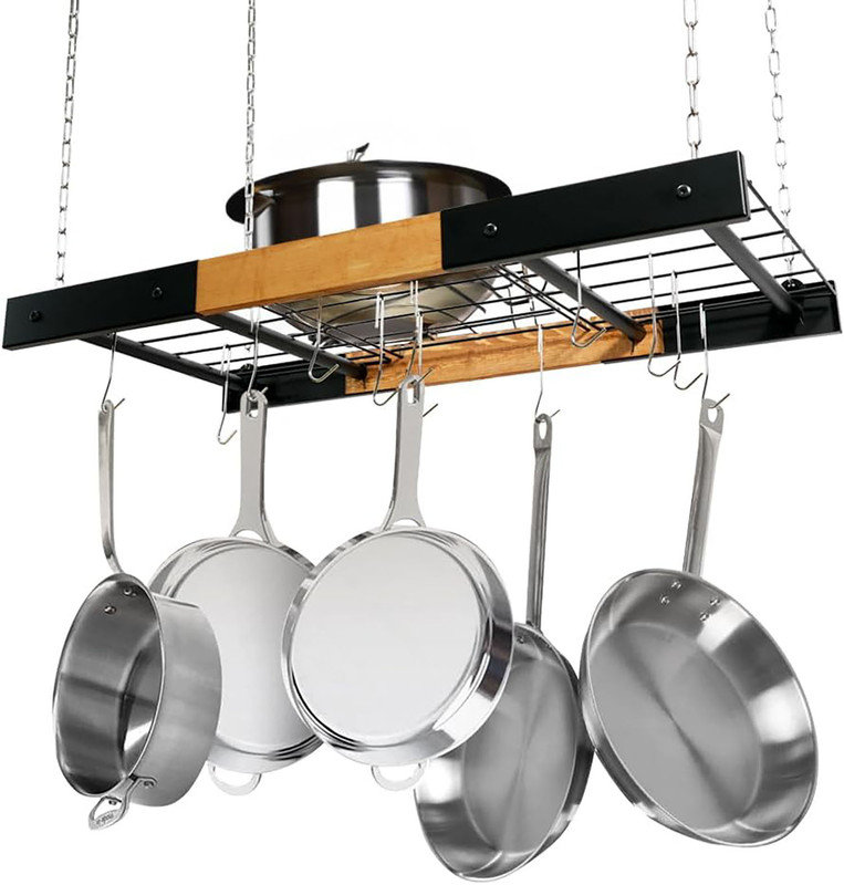 17 Stories Metal Rectangle Hanging Pot Rack | Wayfair