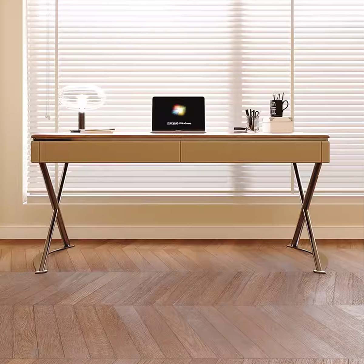 Lin Yi Home Writing Desk With Metal Base Metal Base Writing Desk | Wayfair