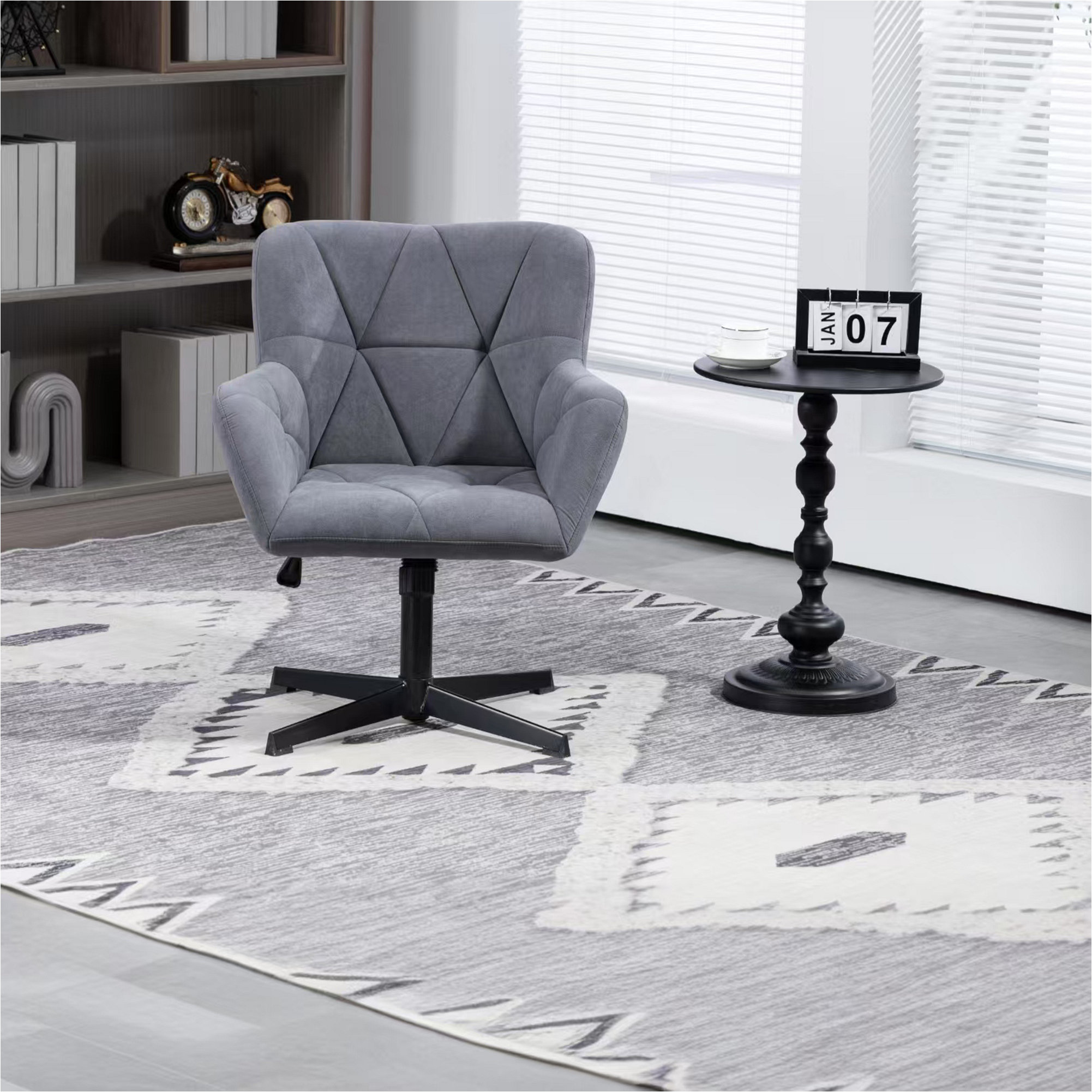 Latitude Run® Modern Velvet Desk Chair Swirl Office Chair No Wheels ...