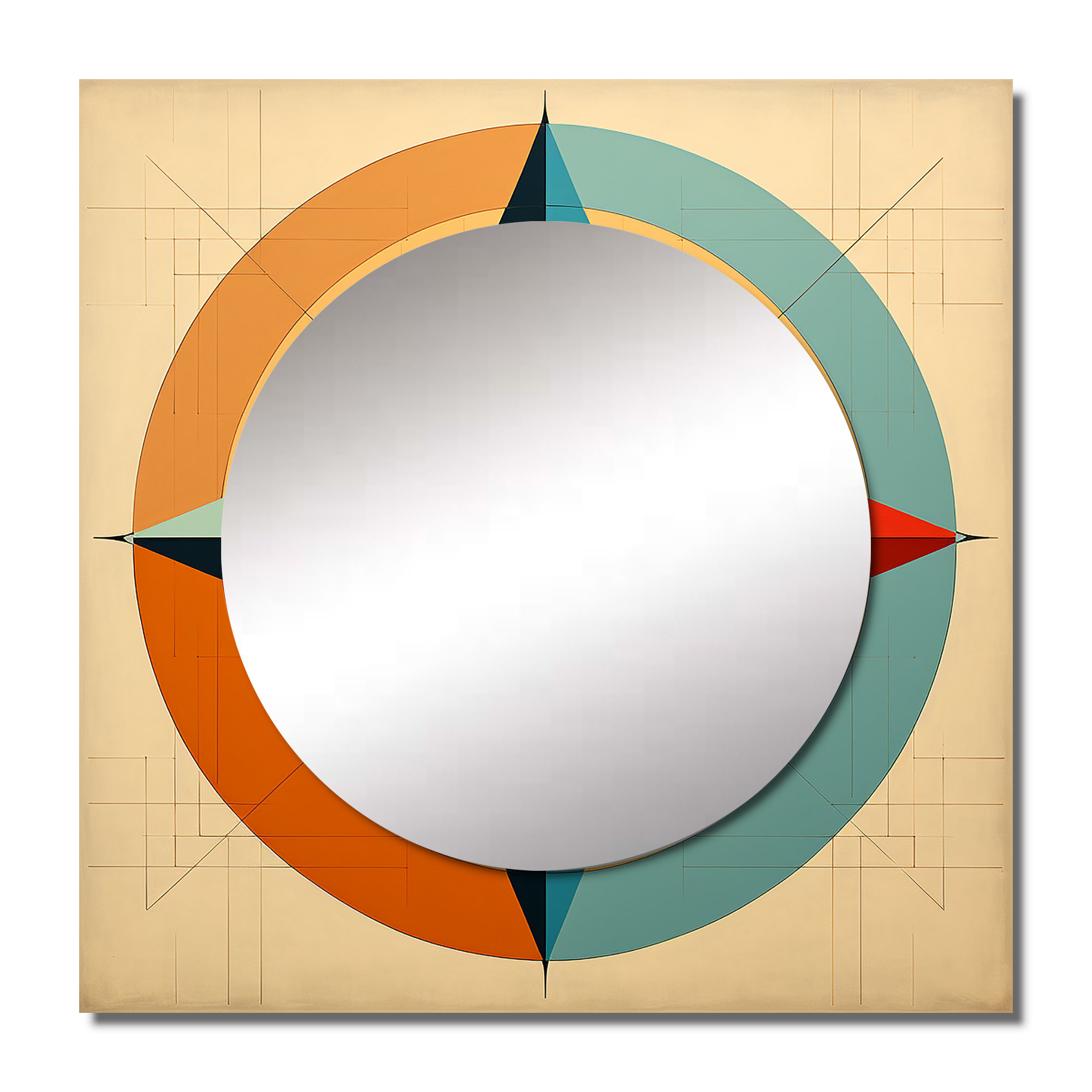 Design Art Midcentury Compass Abstract Vintage Geometrics - Midcentury ...