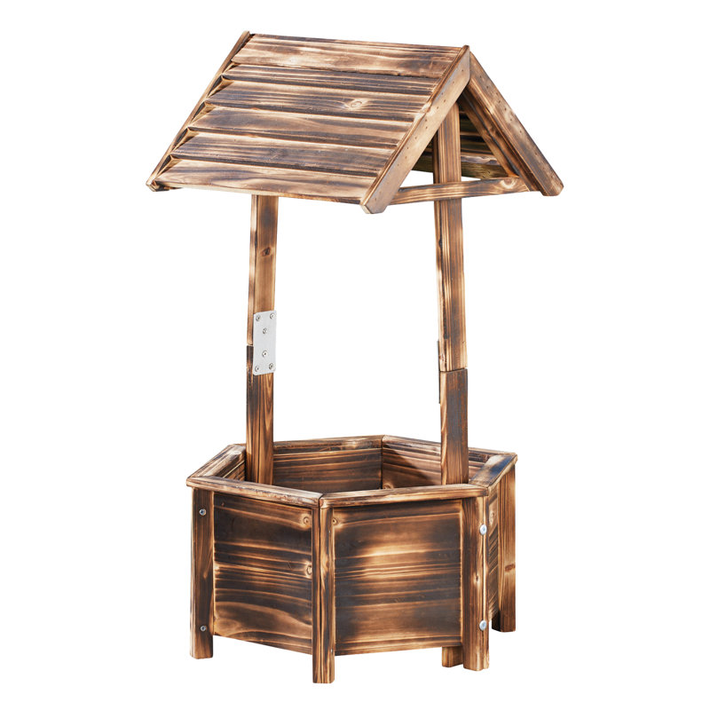 August Grove® Charming Realistic Wooden Wishing Well Planter | Wayfair
