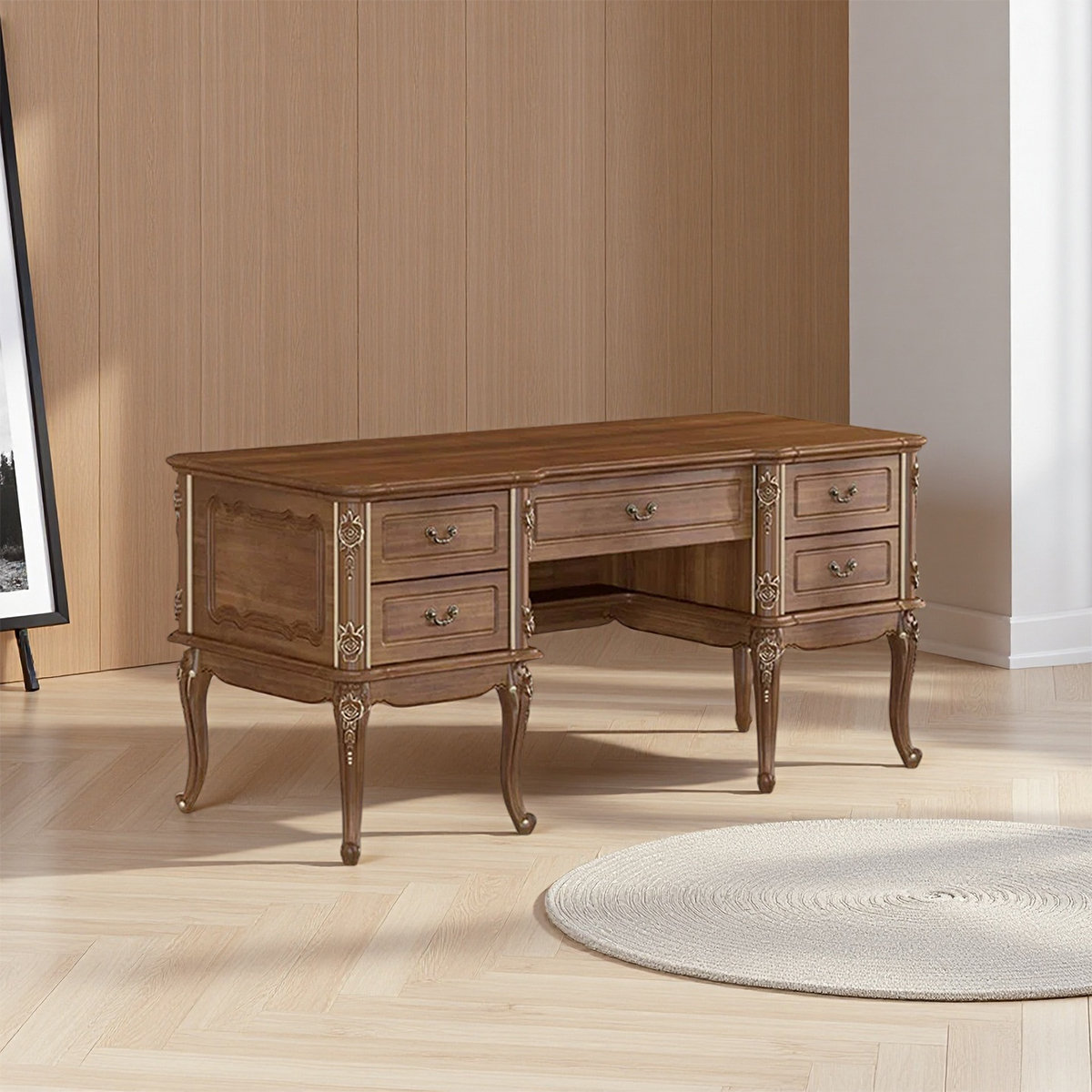Stella Trek Solid Wood Carved Office Desk | Wayfair