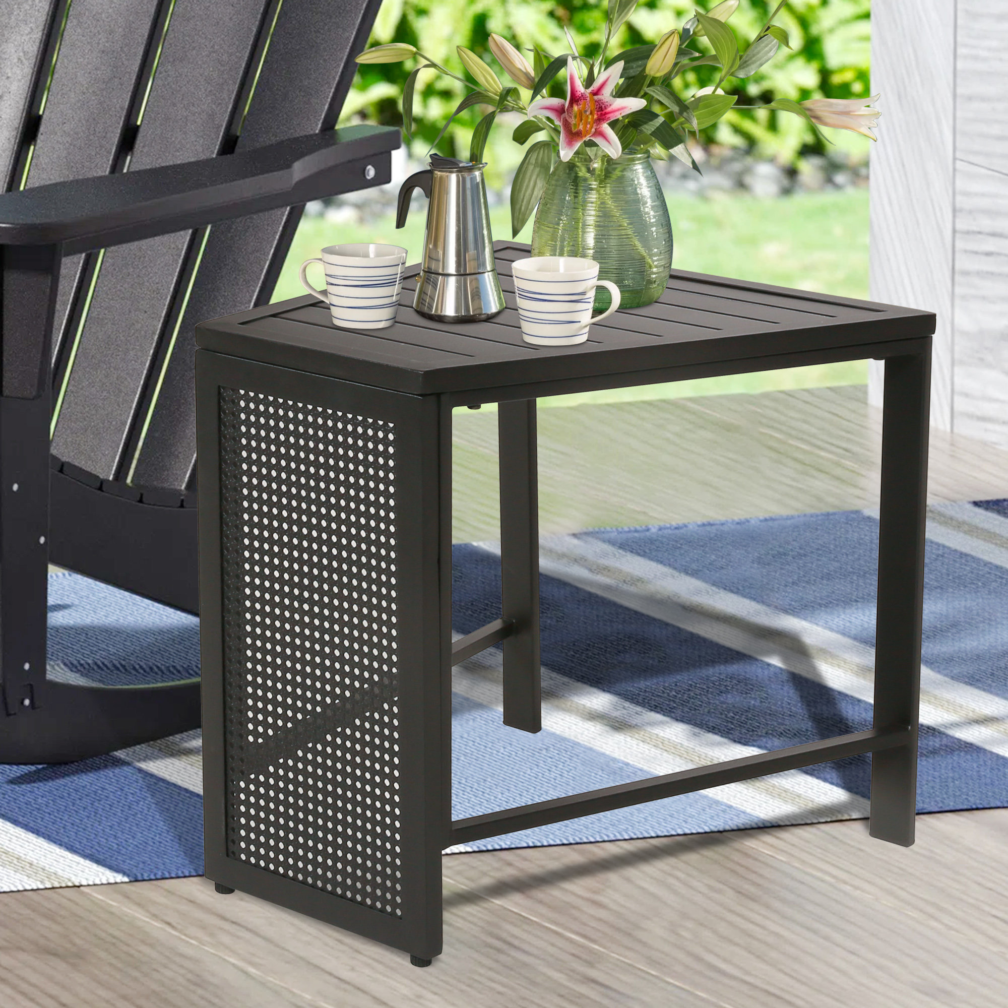 Ebern Designs Outdoor Metal Side Table & Reviews - Wayfair Canada