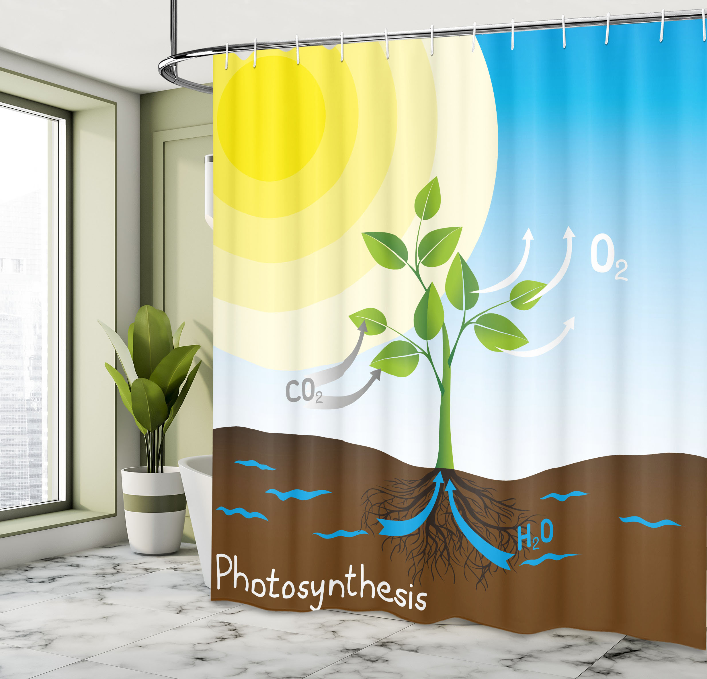 East Urban Home Science Shower Curtain Sun Molecule Chain Multicolor ...
