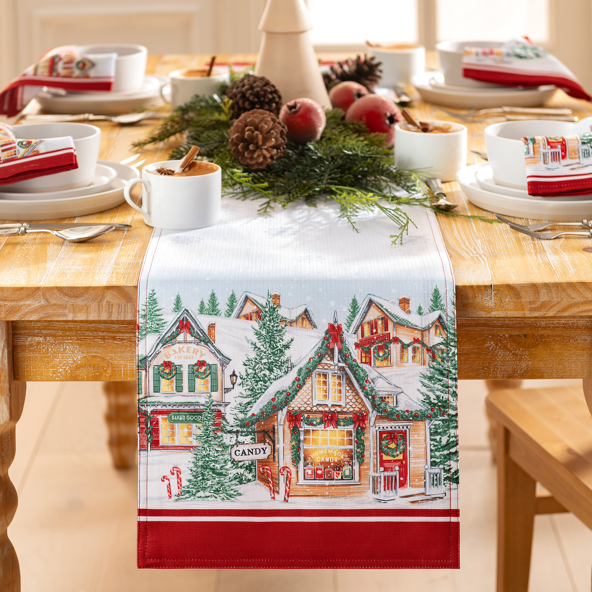 The Holiday Aisle® Dellar Storybook Christmas Village Holiday Table ...