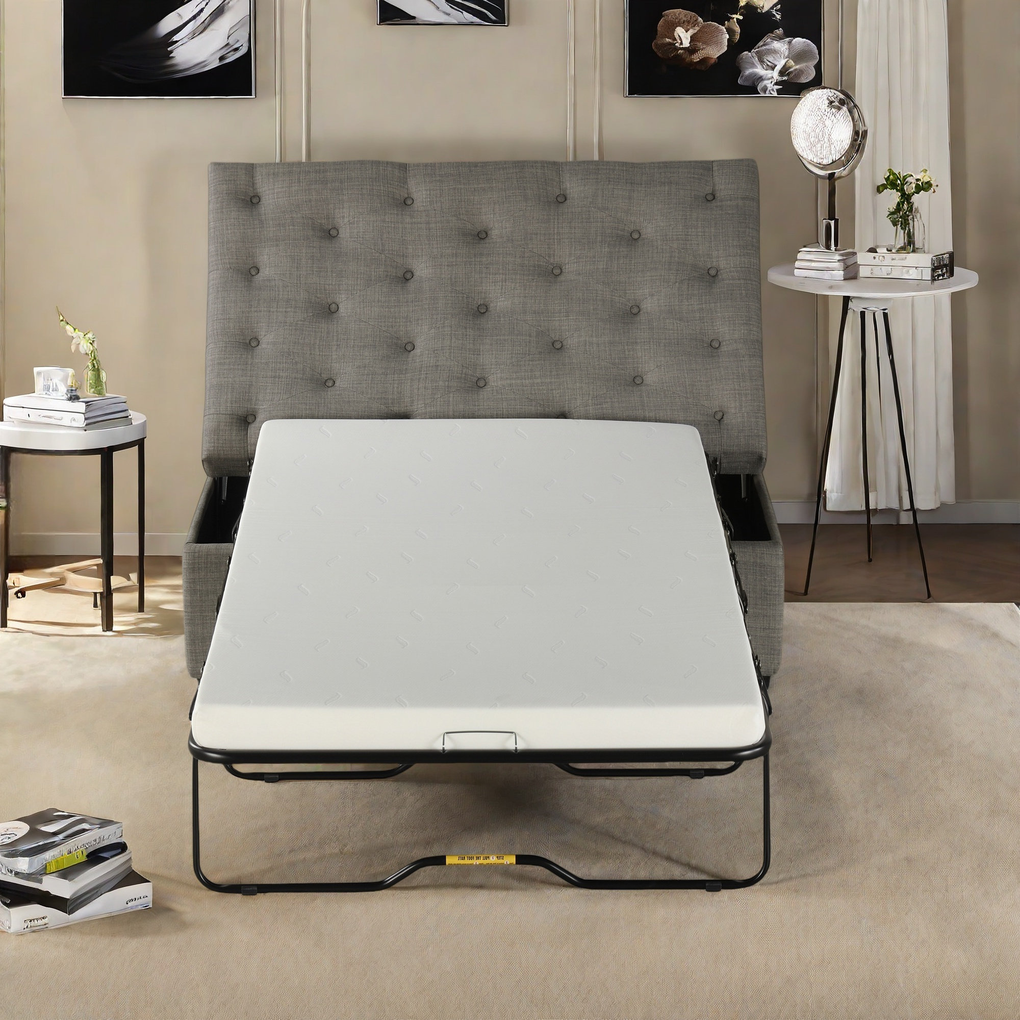 Lark Manor™ Convertible Ottoman With A Folding Sofa Bed, Frame, Memory ...