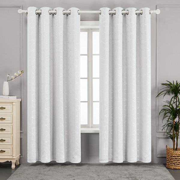 Deconovo Silver Diamond Pattern Curtain Pair | Wayfair
