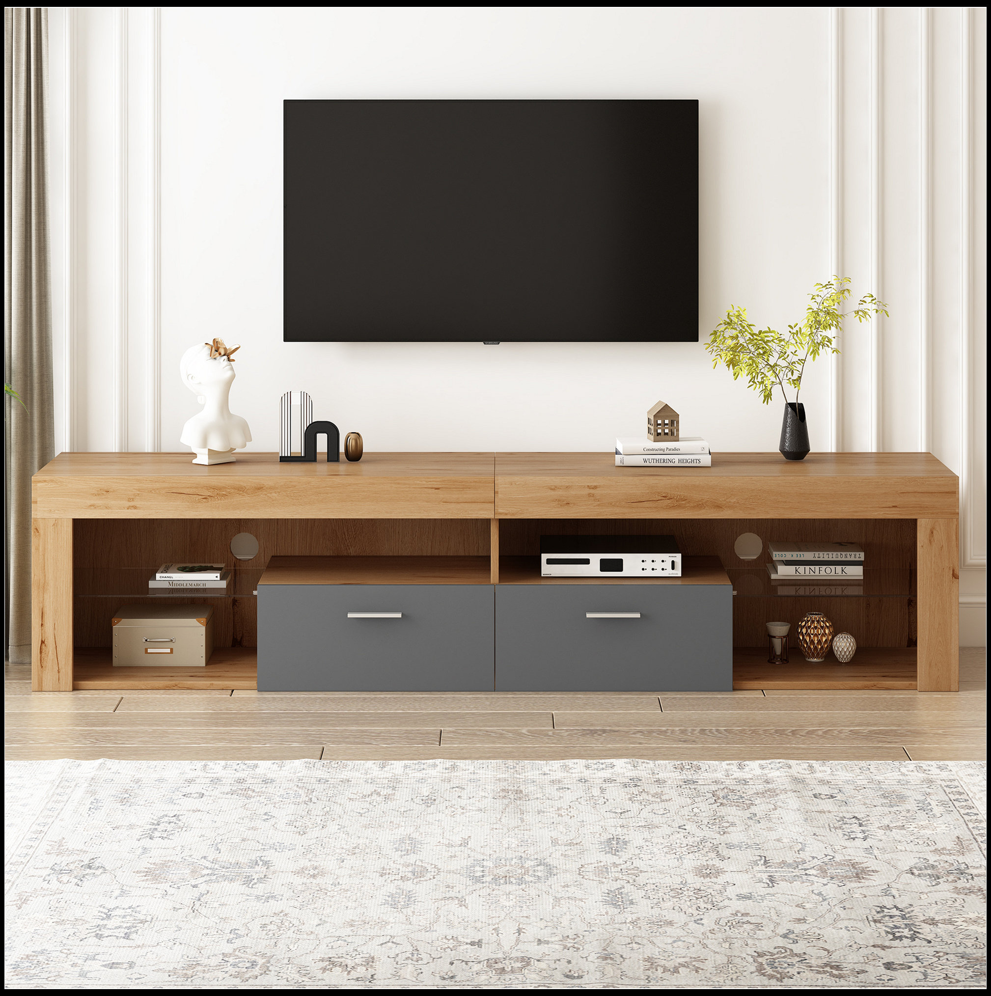 Winston Porter Modern Design TV Stands For Tvs Up To 80'', LED Light ...